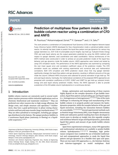 Solution 2015 715 Prediction Of Multiphase Flow Pattern Inside A 3d Bubble Column Reactor Using