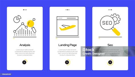 평면 아이콘이 있는 인바운드 마케팅 컨셉 온보딩 모바일 앱 페이지 화면 Ux Ui 디자인 템플릿 벡터 일러스트레이션 0명에 대한 스톡 벡터 아트 및 기타 이미지 Istock