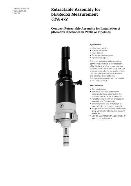 Retractable Assembly For Ph Redox Measurement Rb Instrument