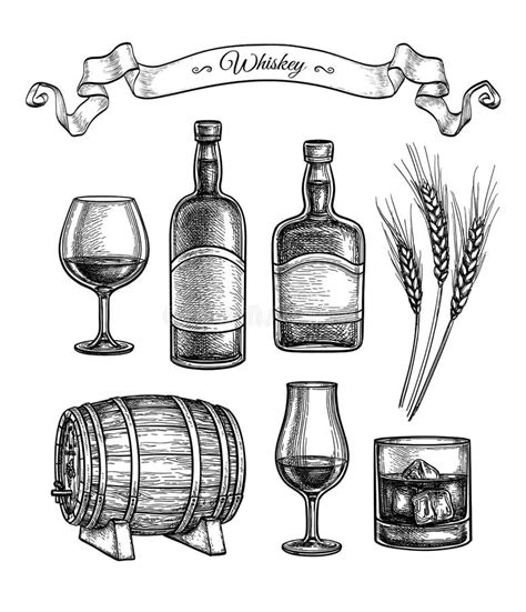Ink Sketch Of Whiskey Glass Stock Vector Illustration Of Brandy