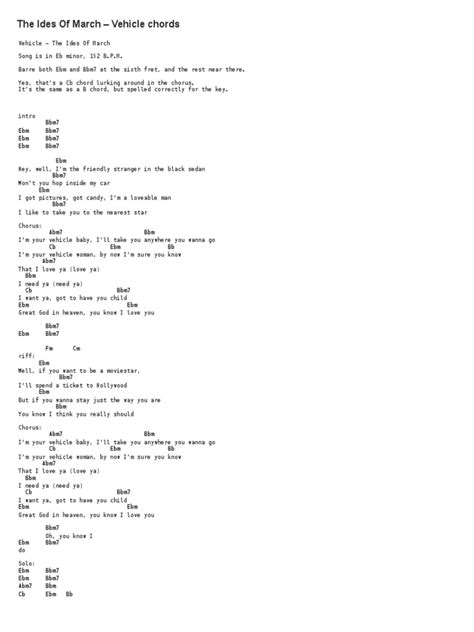 Vehicle Ides Of March Pdf Musical Forms Recorded Music
