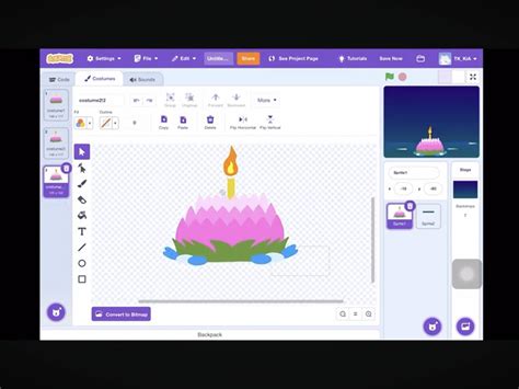 Grow 2 Genius ตัวอย่างการทำกระทงใน Scratch