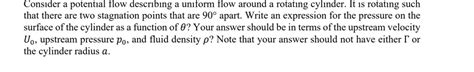 Solved Consider A Potential Flow Describing A Uniform Flow Around A