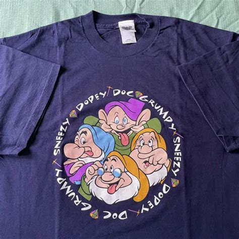 Vintage Disney Catalog Snow White Seven Dwarfs Blue Graphic T Shirt