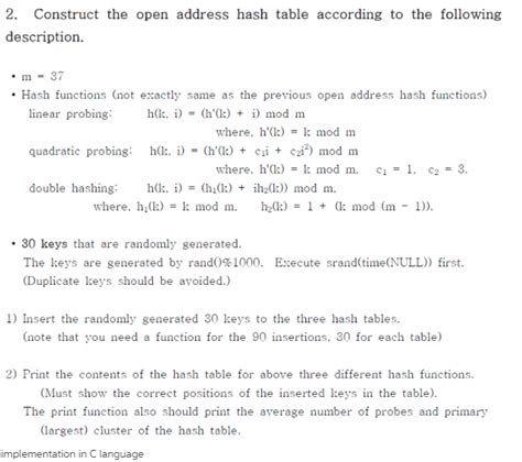 Solved Construct The Open Address Hash Table According To Chegg