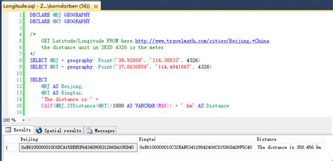 [mssql2008]spatial data in sql server 2008 根据经纬度计算两点间距离 kkun 博客园