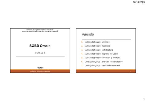 Curs 4 Sgbd Sgbdr Plsql Structuri De Control Cursul 4 Academia De