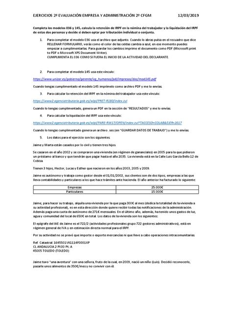 Caso Práctico Irpf Pdf Business Informática Y Tecnología De La