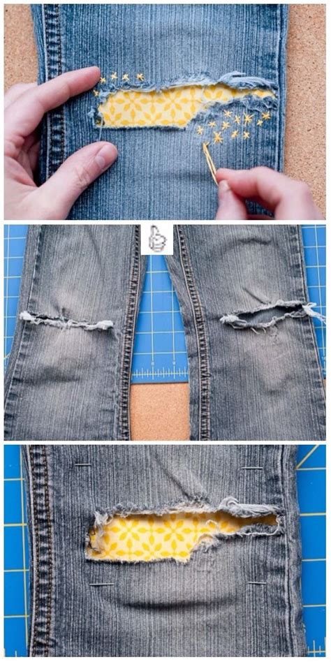 Clever Ways To Patch Jean Knee Holes With Tutorials Embroidered Jeans