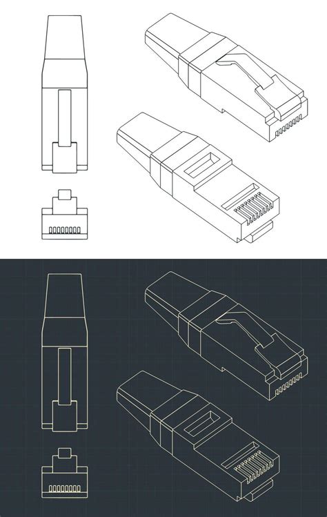 Ethernet Plug Blueprints 49180770 Vector Art At Vecteezy