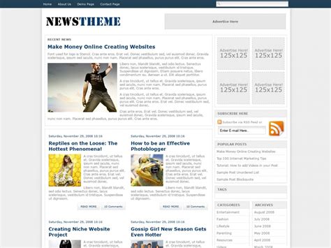 Free HTML CSS Template Newstheme Free HTML Templates Free CSS Templates And More