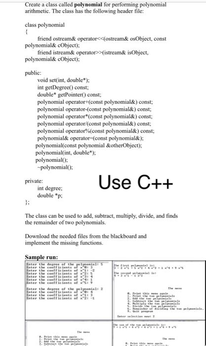 Implement All Functions And Operators In The Class