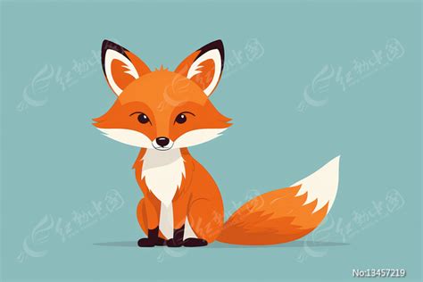 一只卡通狐狸在地上背景是蓝色图片下载红动中国