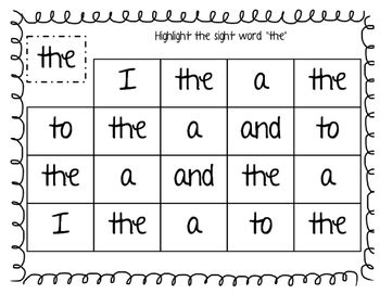 Highlight A Sight Word By AHelpfulHand Teachers Pay Teachers