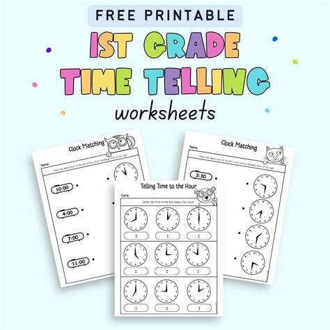 Free Telling Time First Grade Worksheets The Artisan Life