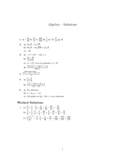Algebra Solutions Pdf Equations Mathematical Concepts