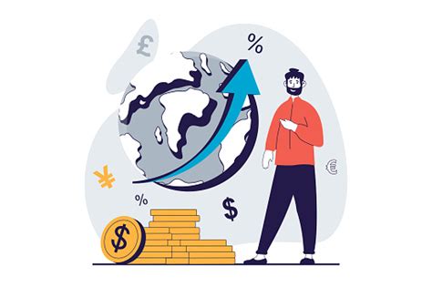 Konsep Ekonomi Global Dengan Adegan Orang Dalam Desain Datar Untuk Web