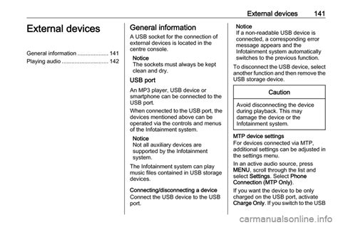 Vauxhall Mokka X 2018 Infotainment System 155 Pages Page 150 External Devices141external