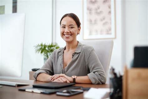 Computer Business Woman And Portrait In Office Multimedia Company And Happy Career Mindset