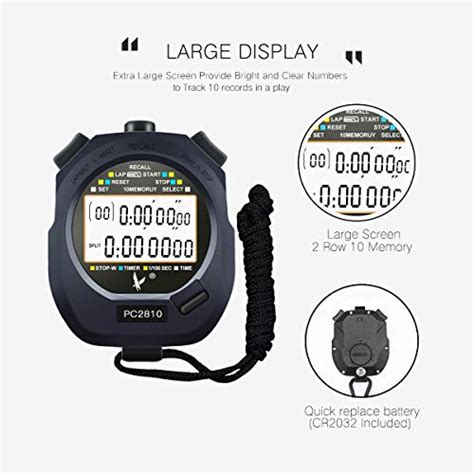 Leap Stopwatch Professional Timer 10 Lap Split Memory With Digital Extra Large Screen Water