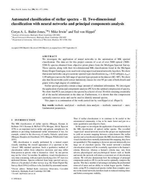 Pdf Automated Classification Of Stellar Spectra Ii Two