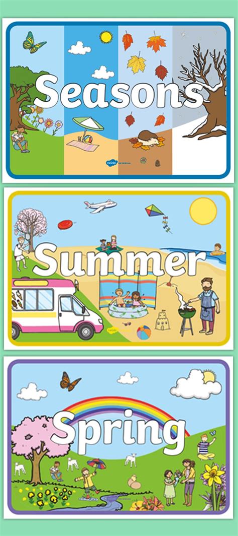 Four Seasons Display Posters Seasons Posters Seasons Poster Preschool Classroom Decor