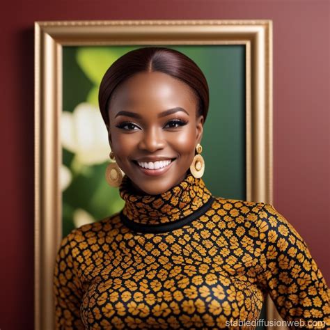 A Picture Of A Nigerian Woman Wearing Ankara Turtle Neck Smiling Boldly