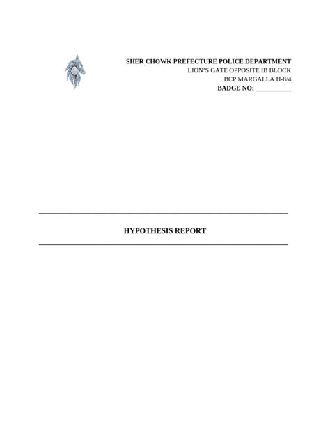 Hypothesis Report Pdf