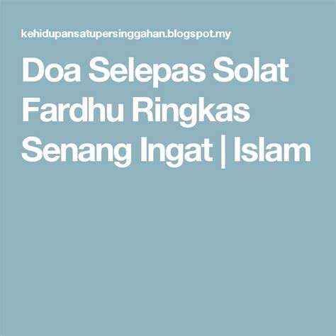 Doa Selepas Solat Tahajud Rumi Kumpulan Doa