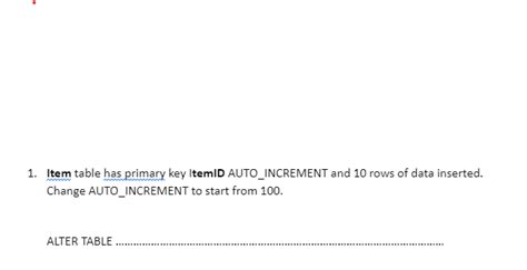Solved Item Table Has Primary Key ItemID AUTO INCREMENT Chegg