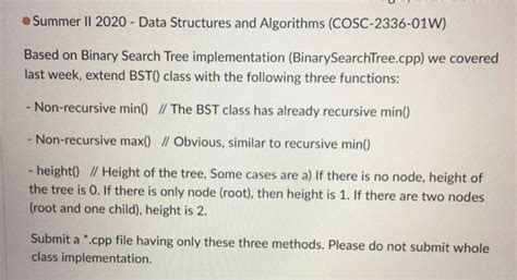 Solved Summer Ii 2020 Data Structures And Algorithms