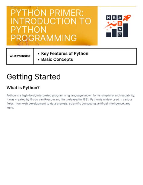 Mbaasappythonprimer Getting Stated What Is Python Python Is A