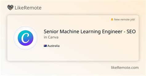 📩 Senior Machine Learning Engineer Seo At 🏢 Canva 📍remote Job In 🇦🇺