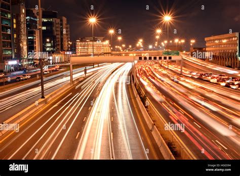 Heavy Traffic In Dubai Sharjah Road Al Ittihad Road In Rush Hour