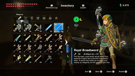 Filepause Menu Weapon Modifiers Botw Wii U Zelda Dungeon Wiki