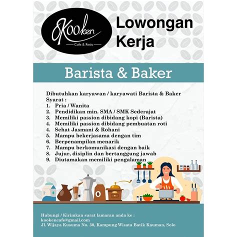 Lowongan Kerja Barista Baker Kooken Cafe And Resto Di Solo INFO LOKER