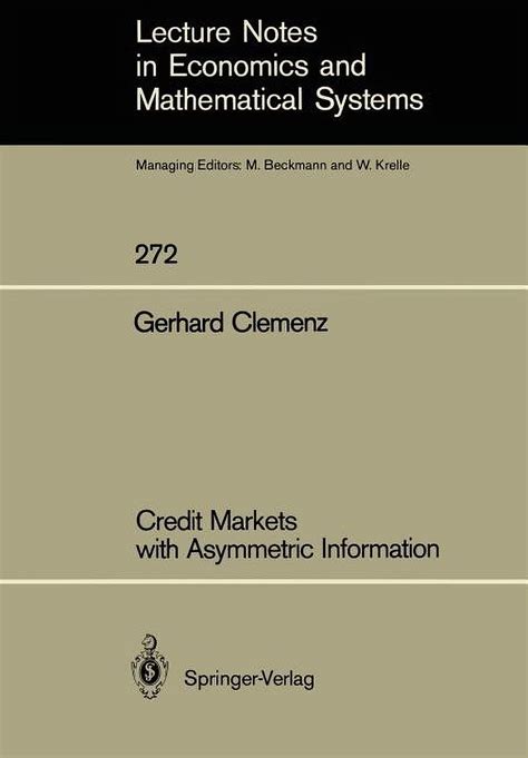 Lecture Notes In Economic And Mathematical Systems Credit Markets With