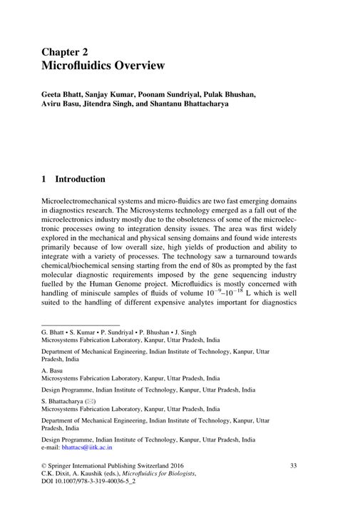Pdf Microfluidics Overview