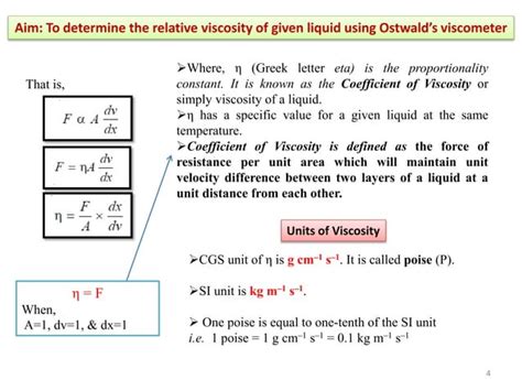 To Determine The Relative Viscosity Of Given Liquid Using Ostwalds Viscometer Pptx