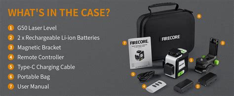 Firecore G50 3d Green Beam Self Leveling Laser Level With 2