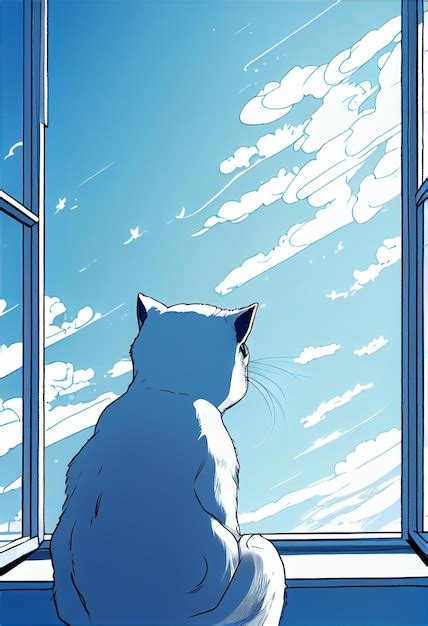 Premium Photo Gato Manga Anime Comic Mirando Por La Ventana