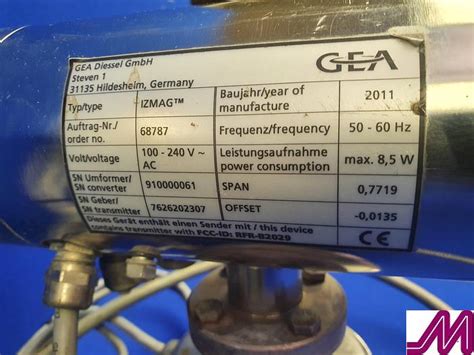 Used 2011 Gea Diessel Izmag 2 Stainless Steel Flow Meter With Display