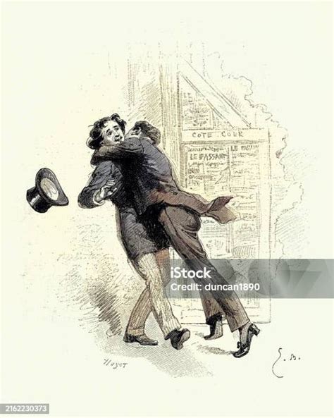 Vampire Biting Neck Or Young Men Embracing After Being Apart Male
