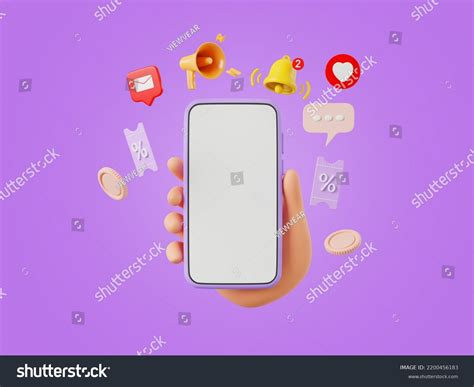 스마트폰 3d 만화 핸드홀딩 스마트폰 콘셉트가 스톡 일러스트 2200456183 Shutterstock