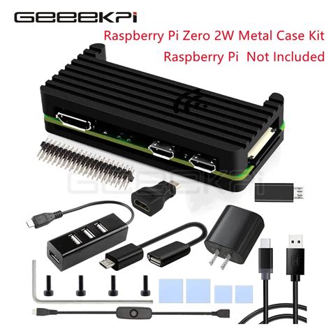 Geeekpi Raspberry Pi Zero 2 W Aluminum Enclosure Cnc Armored Shell Case With Heatsink Gpio
