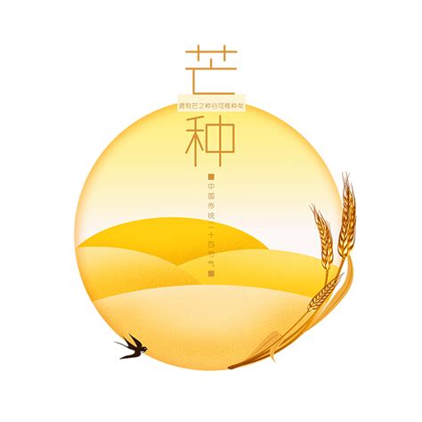 黄色创意芒种二十四节气免抠素材 Psd素材网