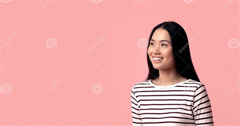 Remote Work Portrait Of Smiling Young Asian Female Sitting With Laptop Computer On Lap And