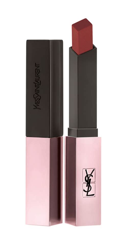 Son YSL 205 Rouge Pur Couture The Slim Glow Matte màu đỏ mận Chiaki vn