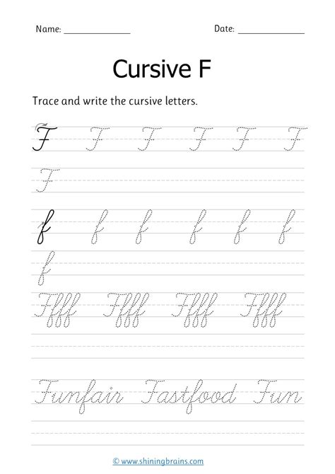 Cursive F Free Cursive Writing Worksheet For Small And Capital F Practice