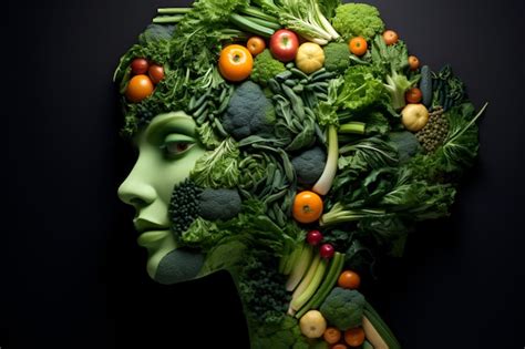 Premium Ai Image Fruits And Vegetables Forming A Human Head